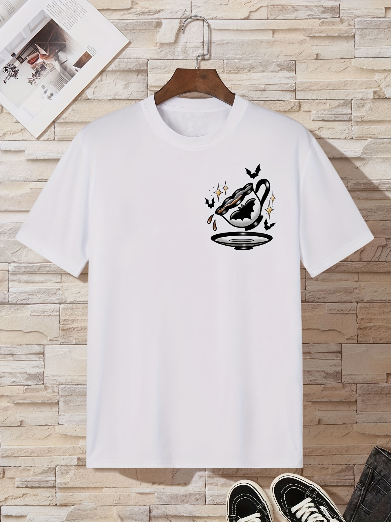 Mens Casual Cup Print Crew Neck Short Sleeves T Shirts For - Temu Australia