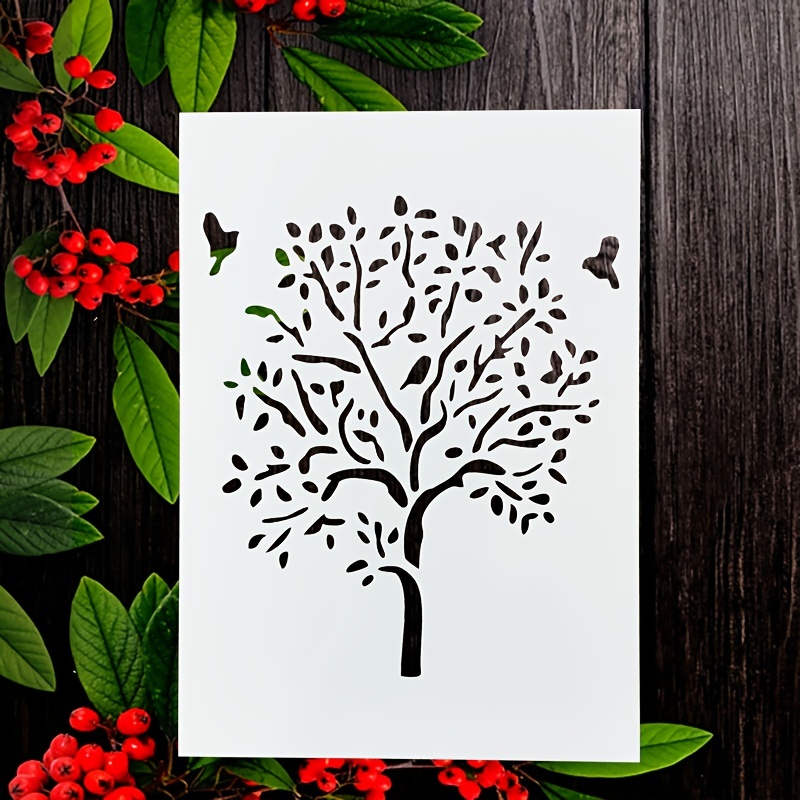 1pc Tree Pattern Plastic Template Stencils For Diy Painting - Temu ...
