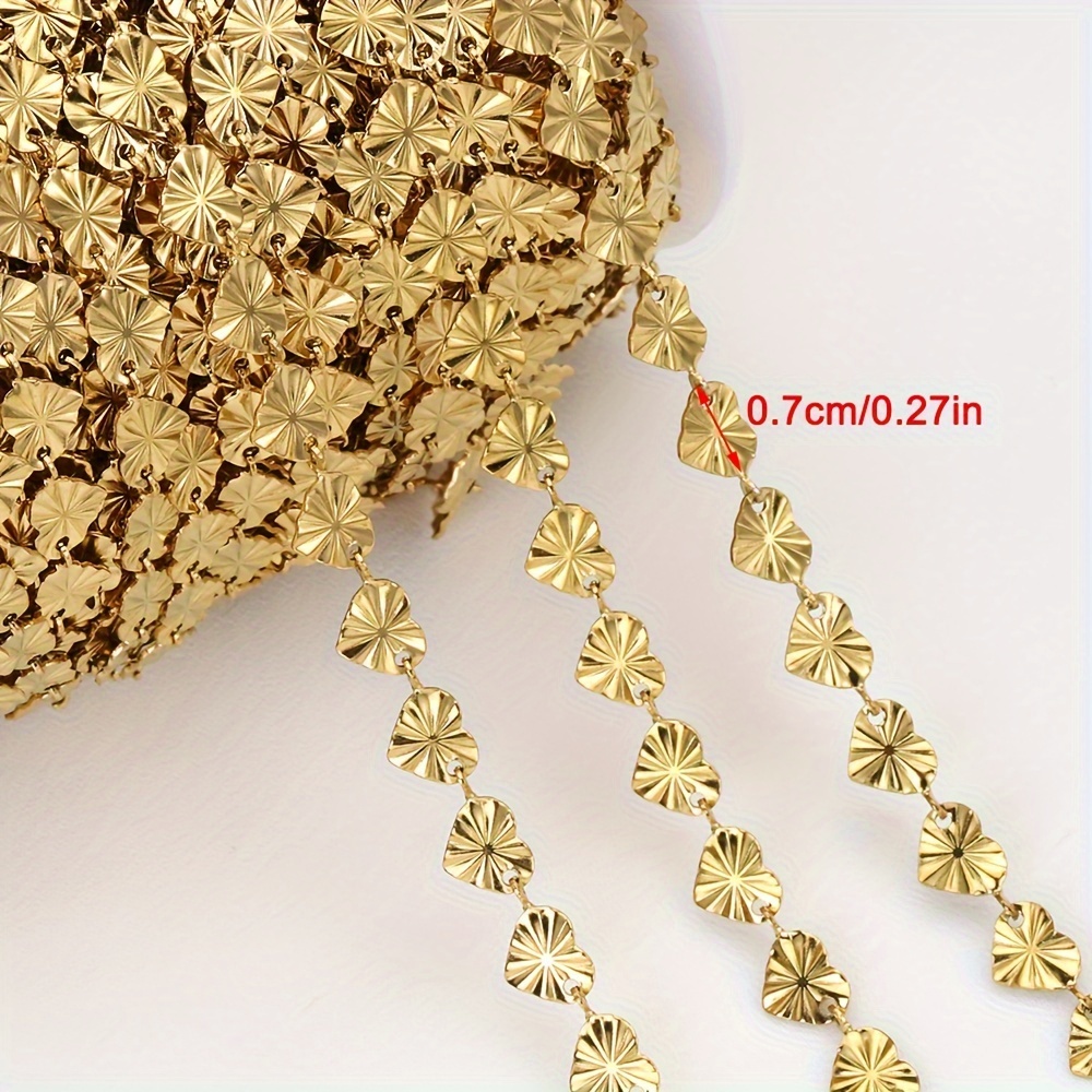 1meter Stainless Steel Chains Golden Color Embossing Love - Temu United ...