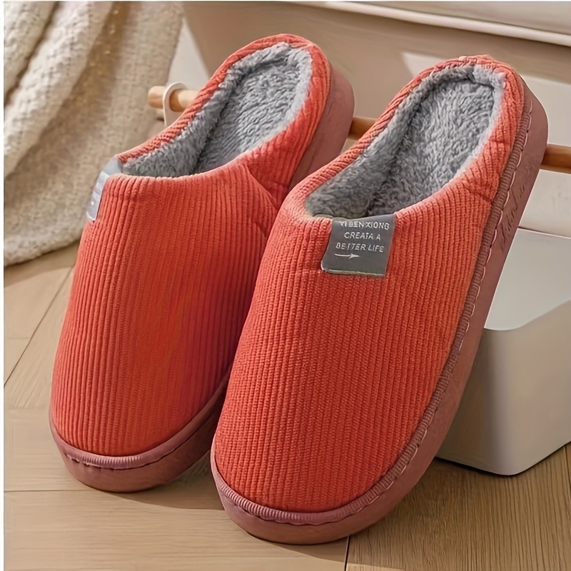 Solid Color Home Warm Slippers Slip Soft Sole Platform Non - Temu ...