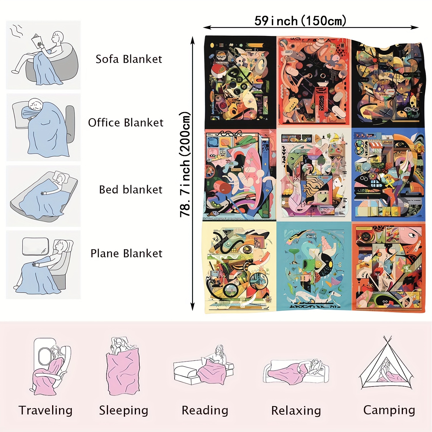 Printed Throw Blanket Flannel Blanket Soft Blanket Sofa - Temu Australia