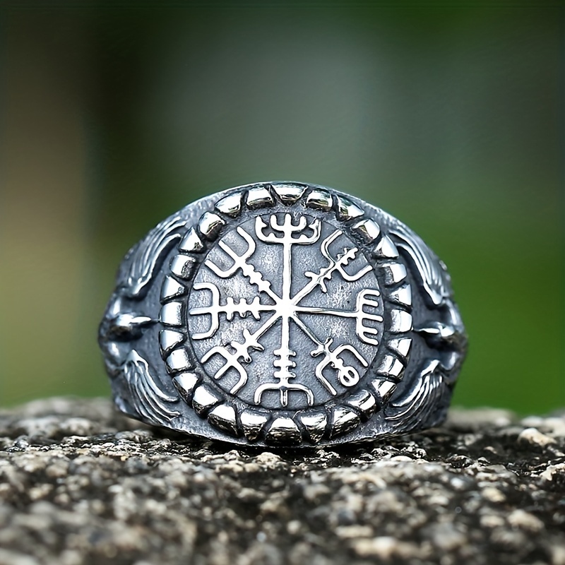 Stainless Steel Viking Compass Eagle Ring Men's Fashion - Temu United ...
