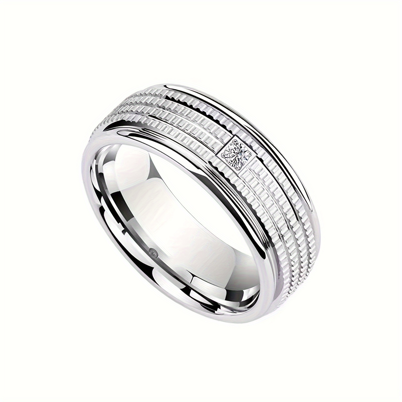Wide Minimalist Titanium Steel Men's Ring Set Cubic Zirconia - Temu ...