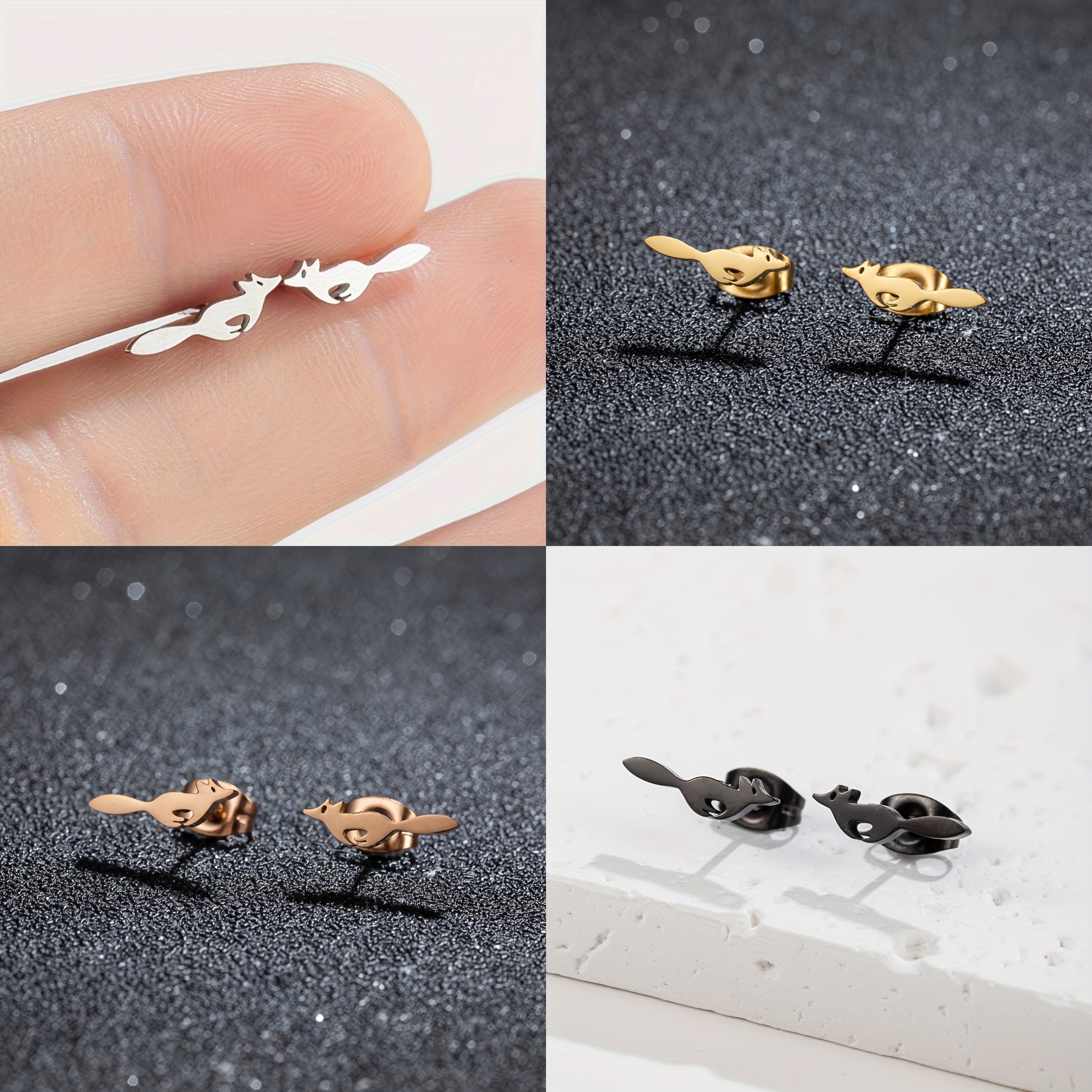 Stainless Steel Earrings Animal Squirrel Stud Earrings - Temu United ...