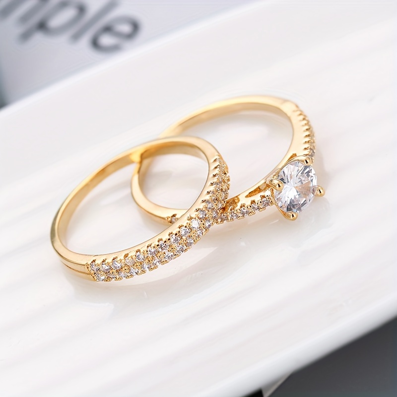 Elegant Stacking Rings 18k Plated Paved Full Shining - Temu United Kingdom