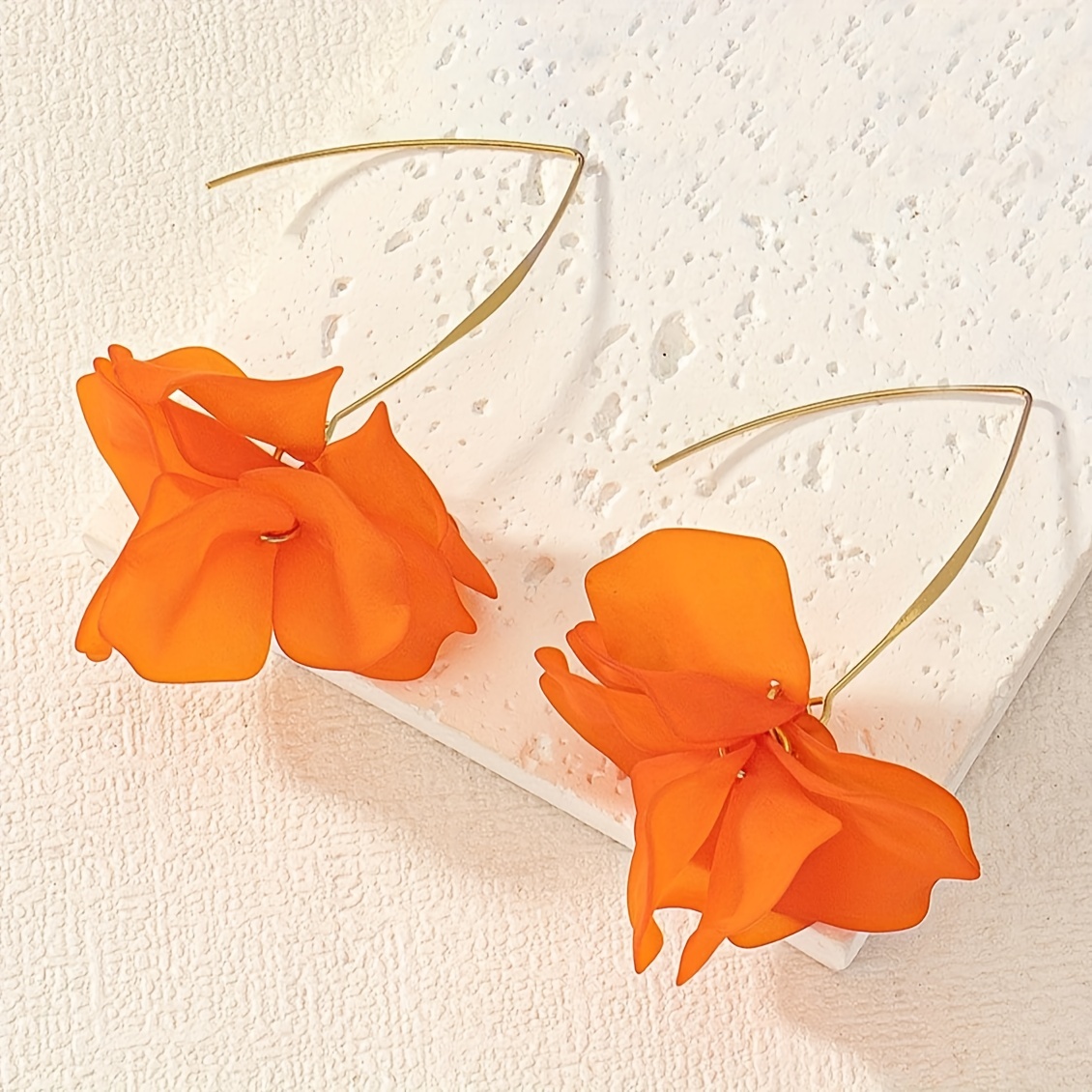 Purple/ Orange Flower Petal Decor Dangle Earrings Bohemian - Temu ...