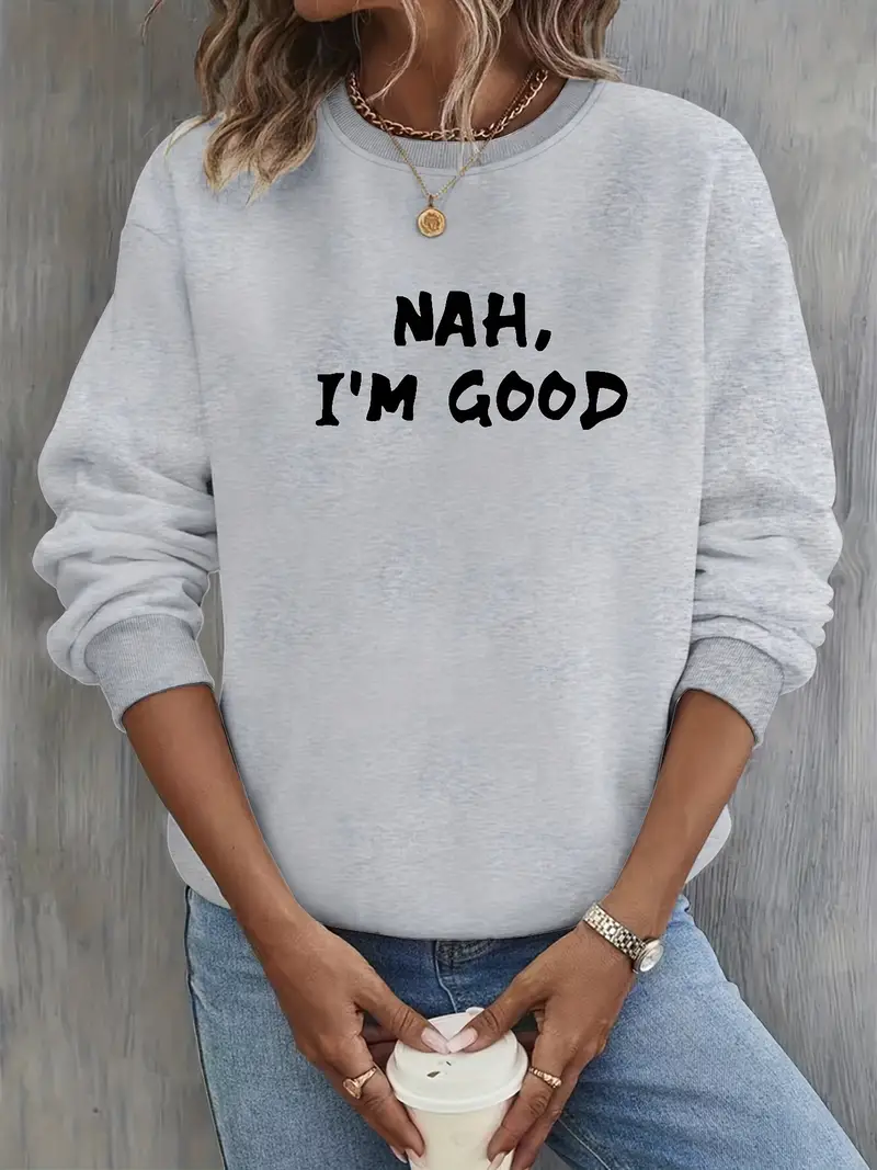 Letter Print Pullover Sweatshirt Casual Long Sleeve Crew Temu New Zealand