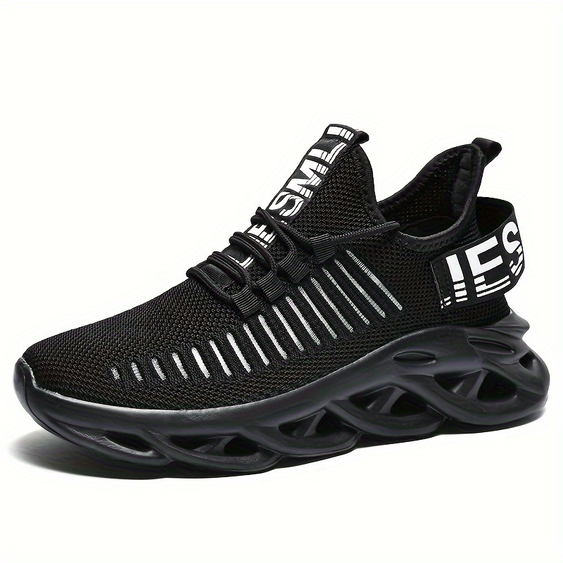 Mens Trendy Solid Woven Knit Breathable Blade Type Sneakers Comfy Non ...