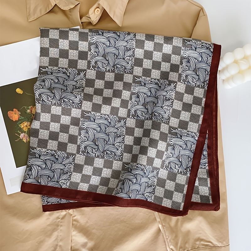 Vintage Checkerboard Pattern Square Scarf Thin Breathable - Temu United ...