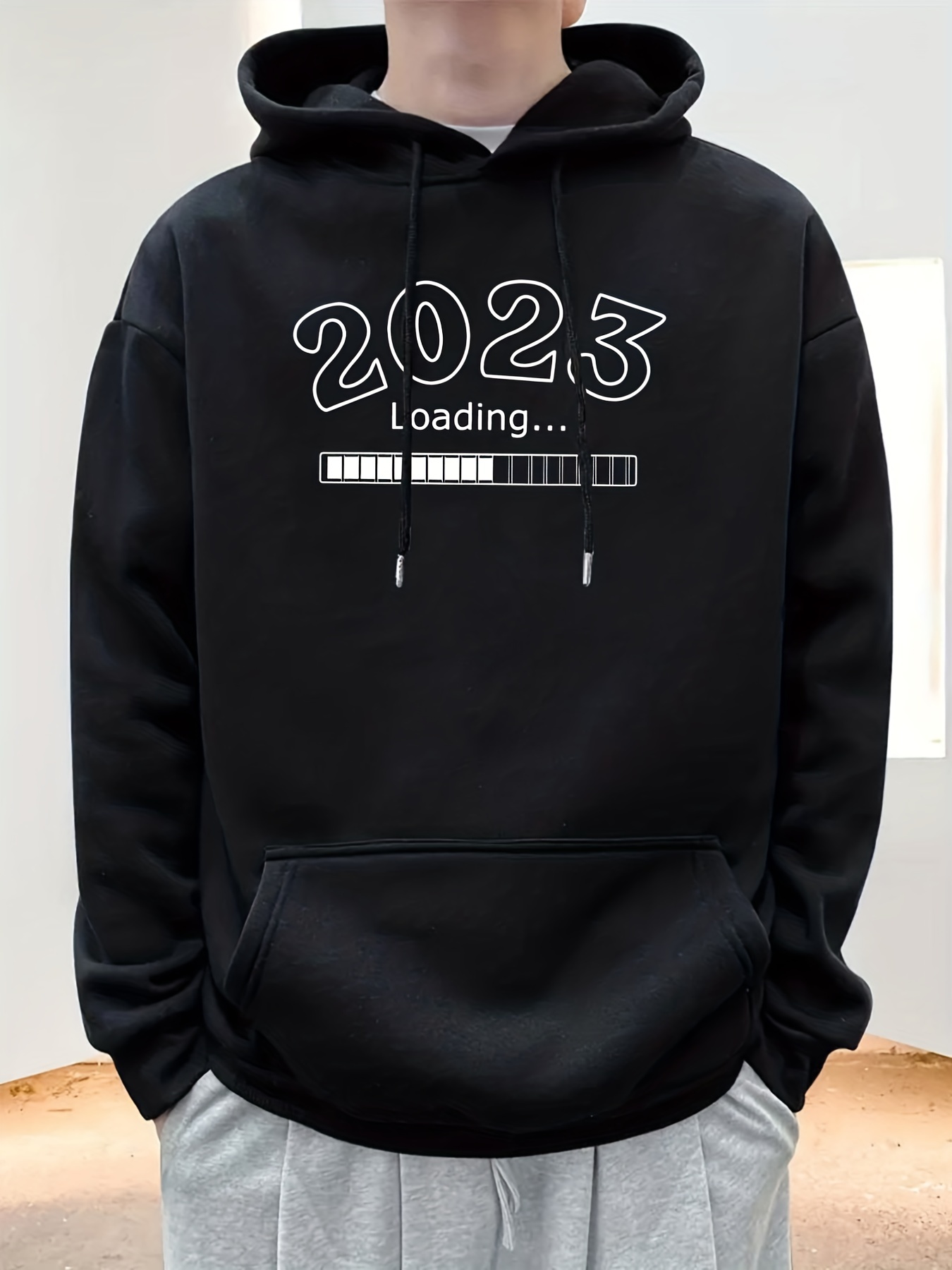 2023 Slogan Graphic Drawstring Hoodie With Kangaroo Pocket Temu New