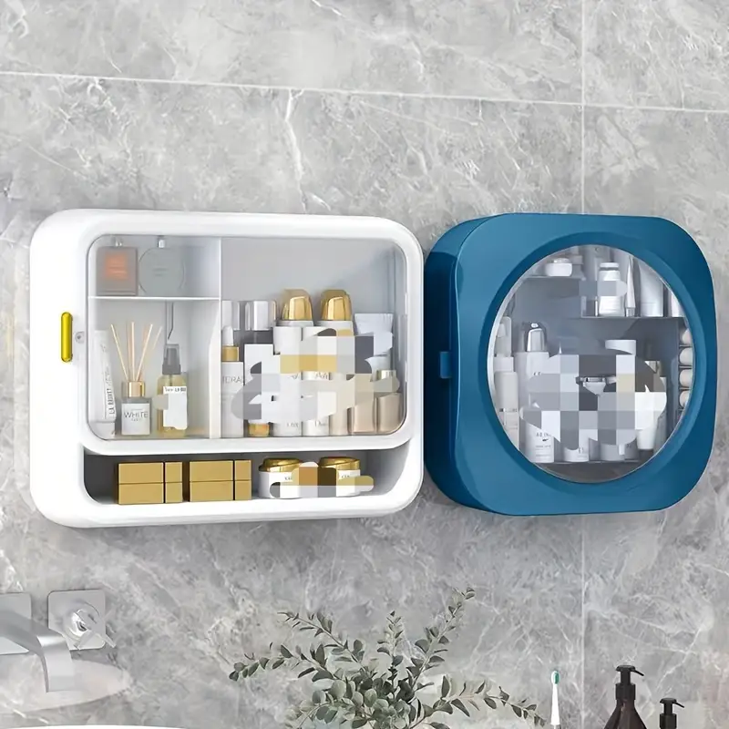 Wall Mounted Cosmetic Storage Box No Punching Dust Proof Temu Australia