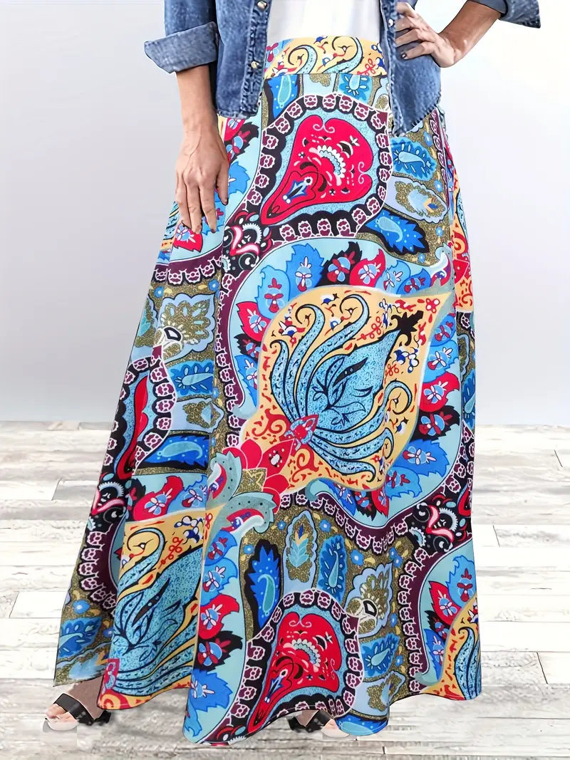 Floral Print Skirt Plus Size Elegant Skirt Spring Summer Temu Canada