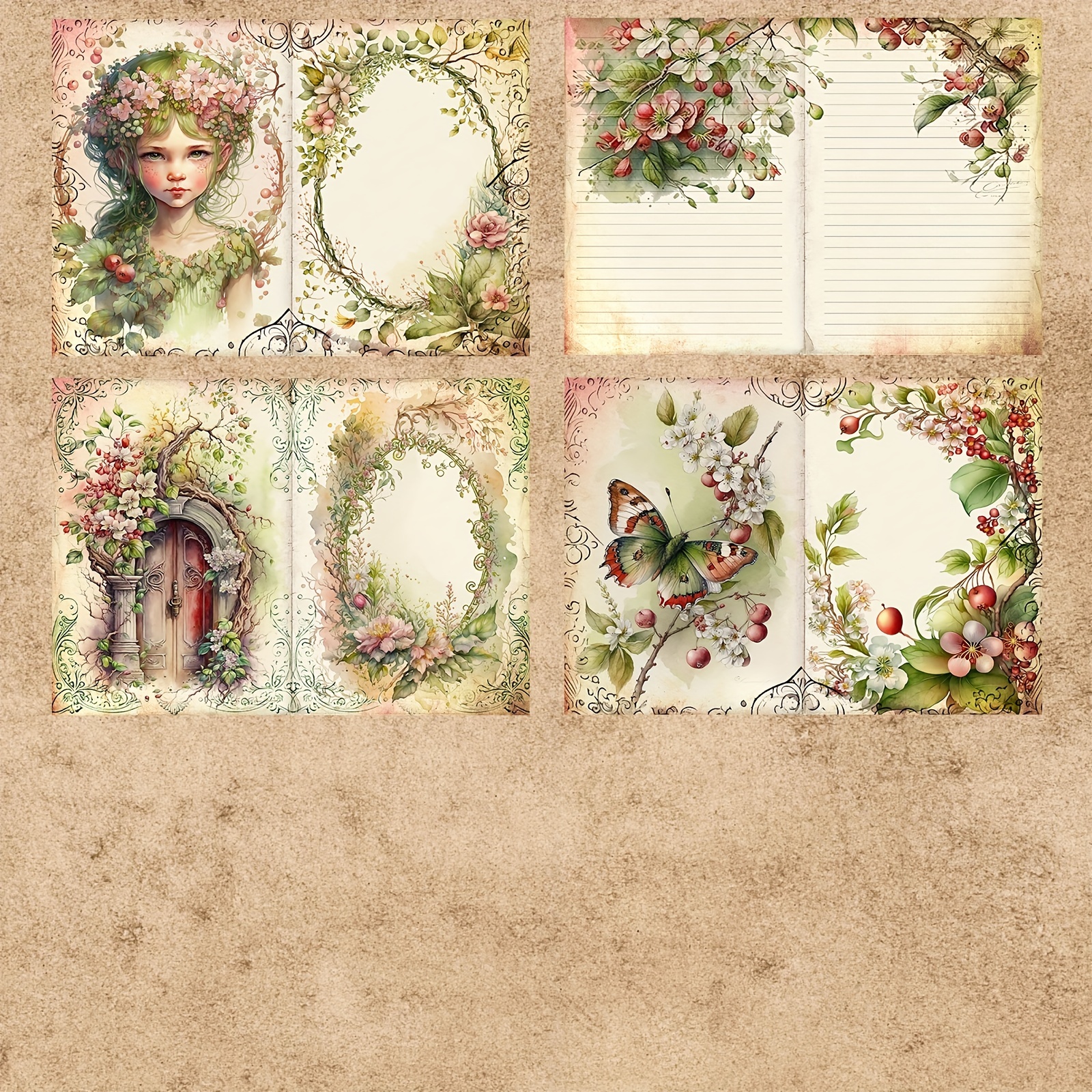 20sheets A5 Size Spring Bird Garden Vase Girl Decoration Diy Retro ...