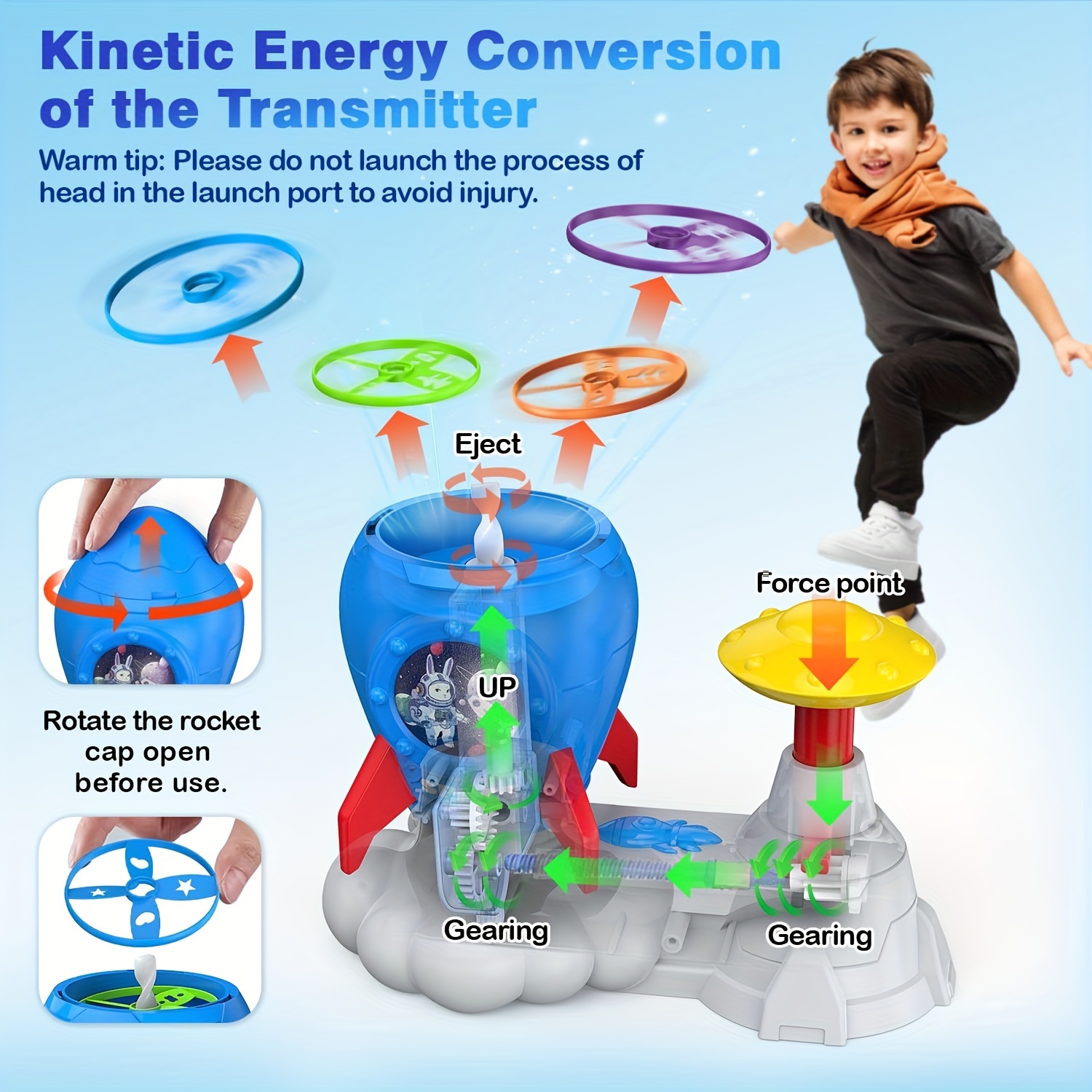 Outdoor Toys Rocket Launcher Flying Spinner Disc Chasing - Temu