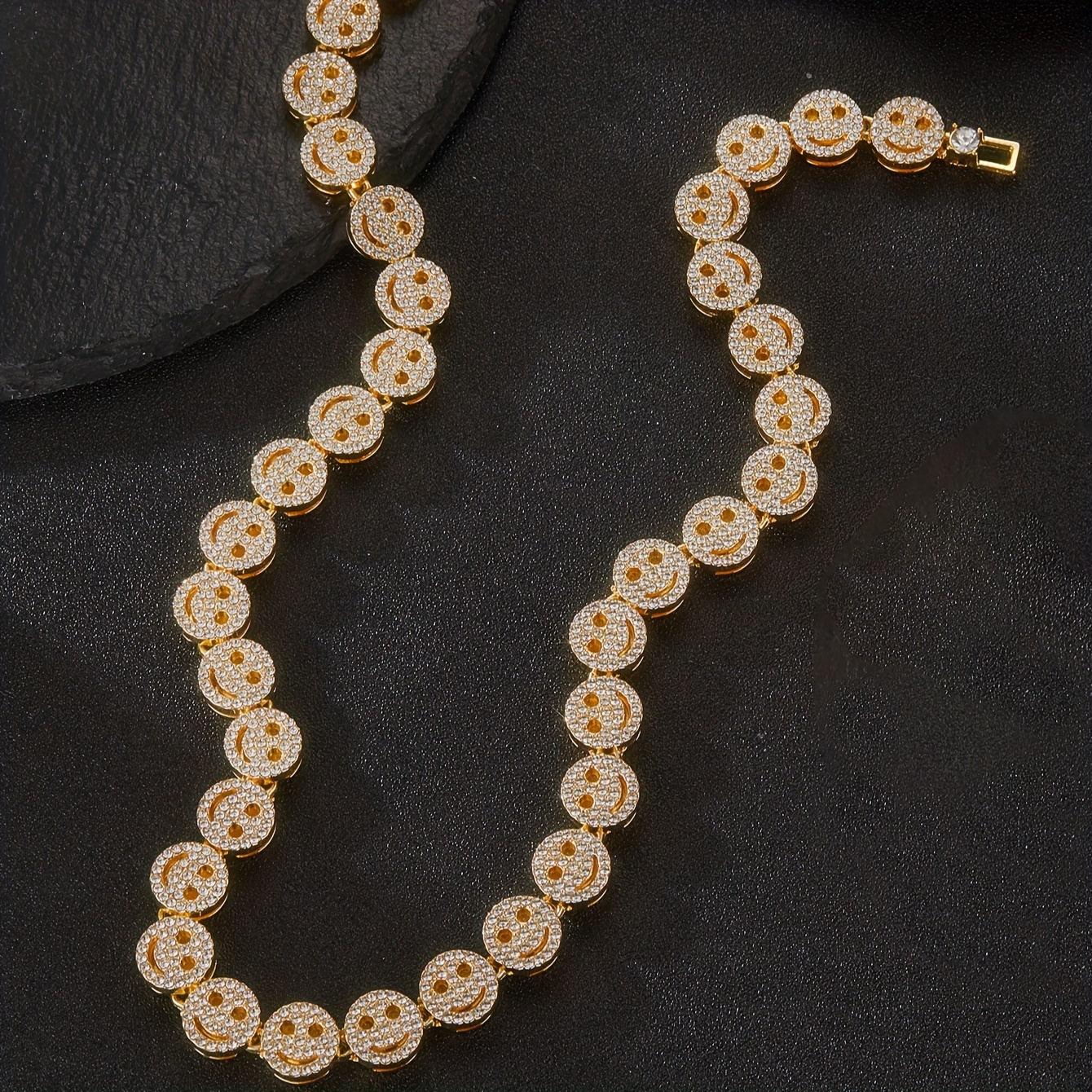 Street Hip Hop Funky Smile Cuban Link Chain Iecd Shiny - Temu Ireland