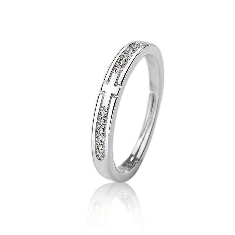 925 Sterling Silver Promise Ring Trendy Cross Design Wide - Temu United ...