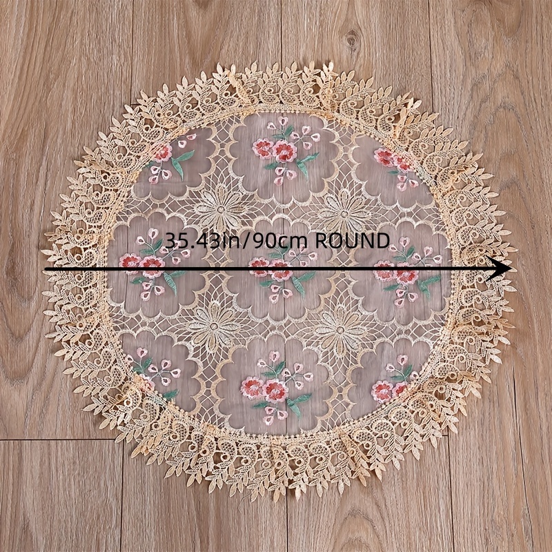 Christmas Holiday Lace Embroidery Round Tablecloth Coffee - Temu United ...