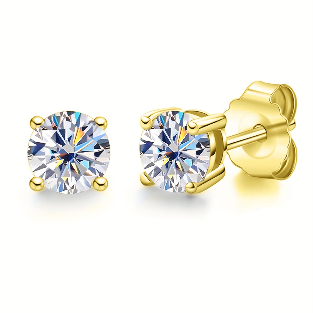 Classical Cubic Zirconia Stud Earrings 925 Sterling Silver - Temu ...