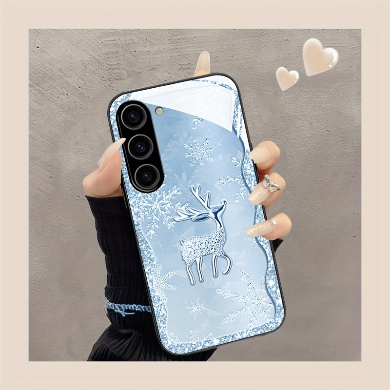Creative Blue Lace Fawn Phone Case Samsung Galaxy - Temu Australia