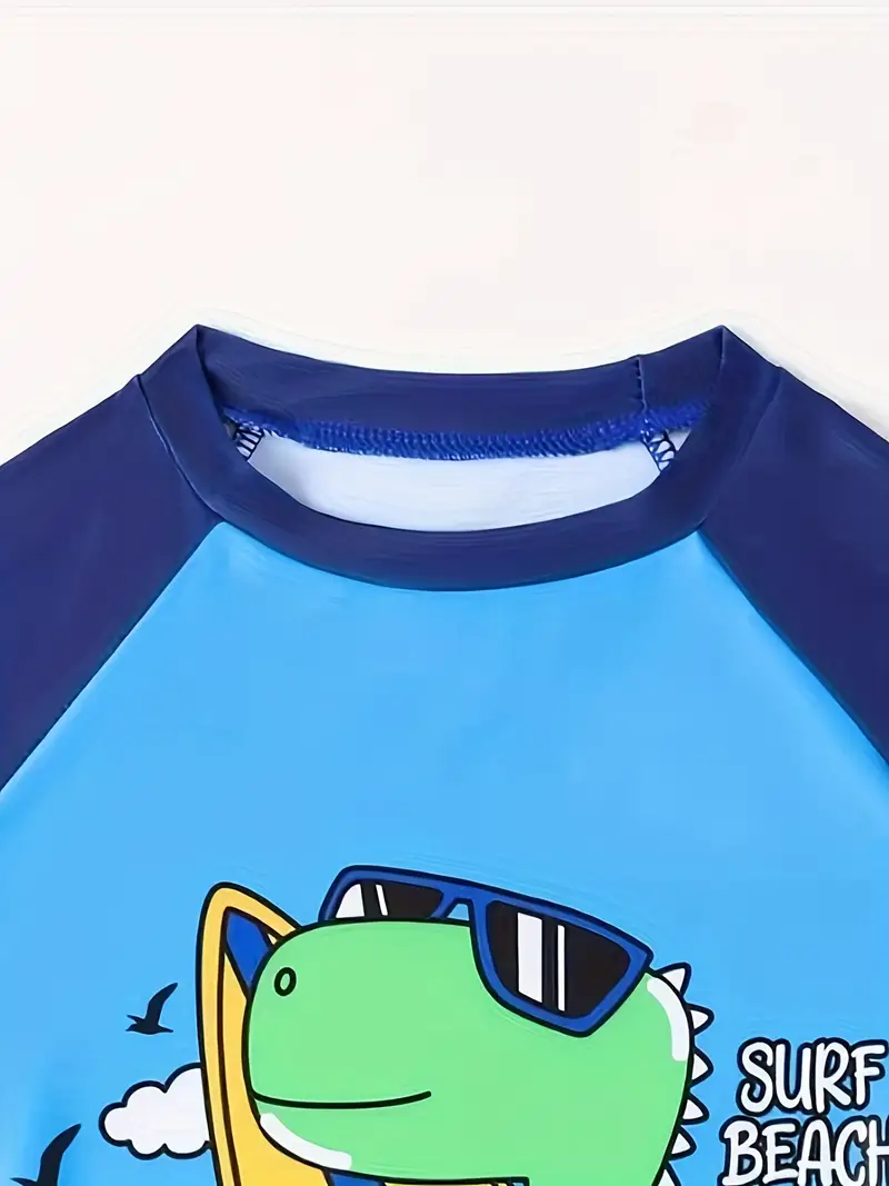 男の子用恐竜水着2点 ラ リーブtシャツ ショーツセット 伸縮性のある水着 夏のビーチバケーション用の子供用水着 Temu Japan