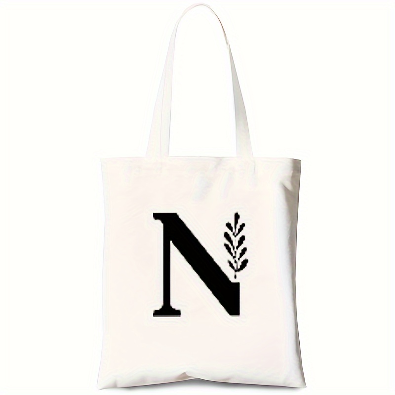 Simple Initial Letter Pattern Tote Bag Aesthetic Canvas - Temu United ...