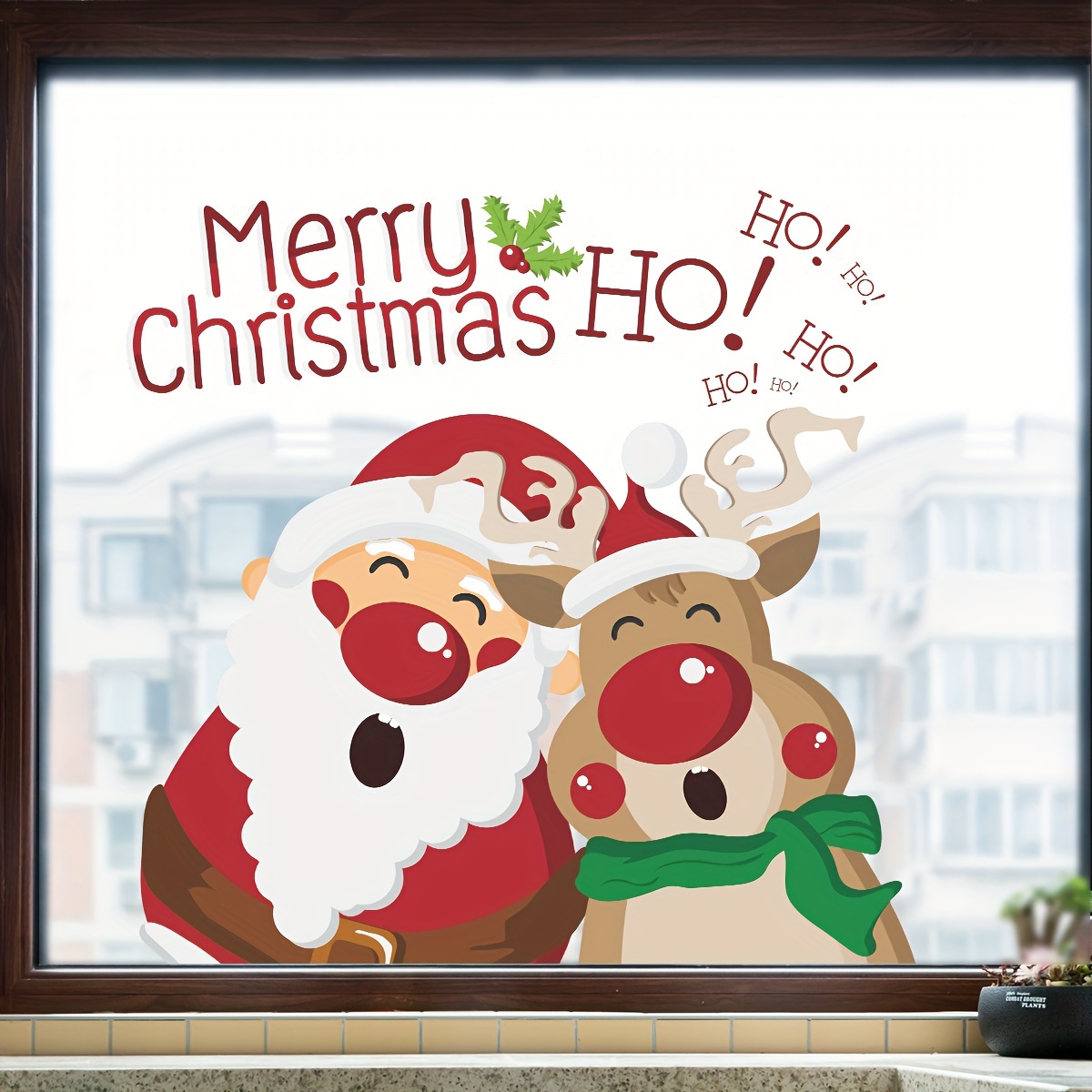 Christmas Glass Window Sticker Santa Claus Reindeer Pattern - Temu Canada