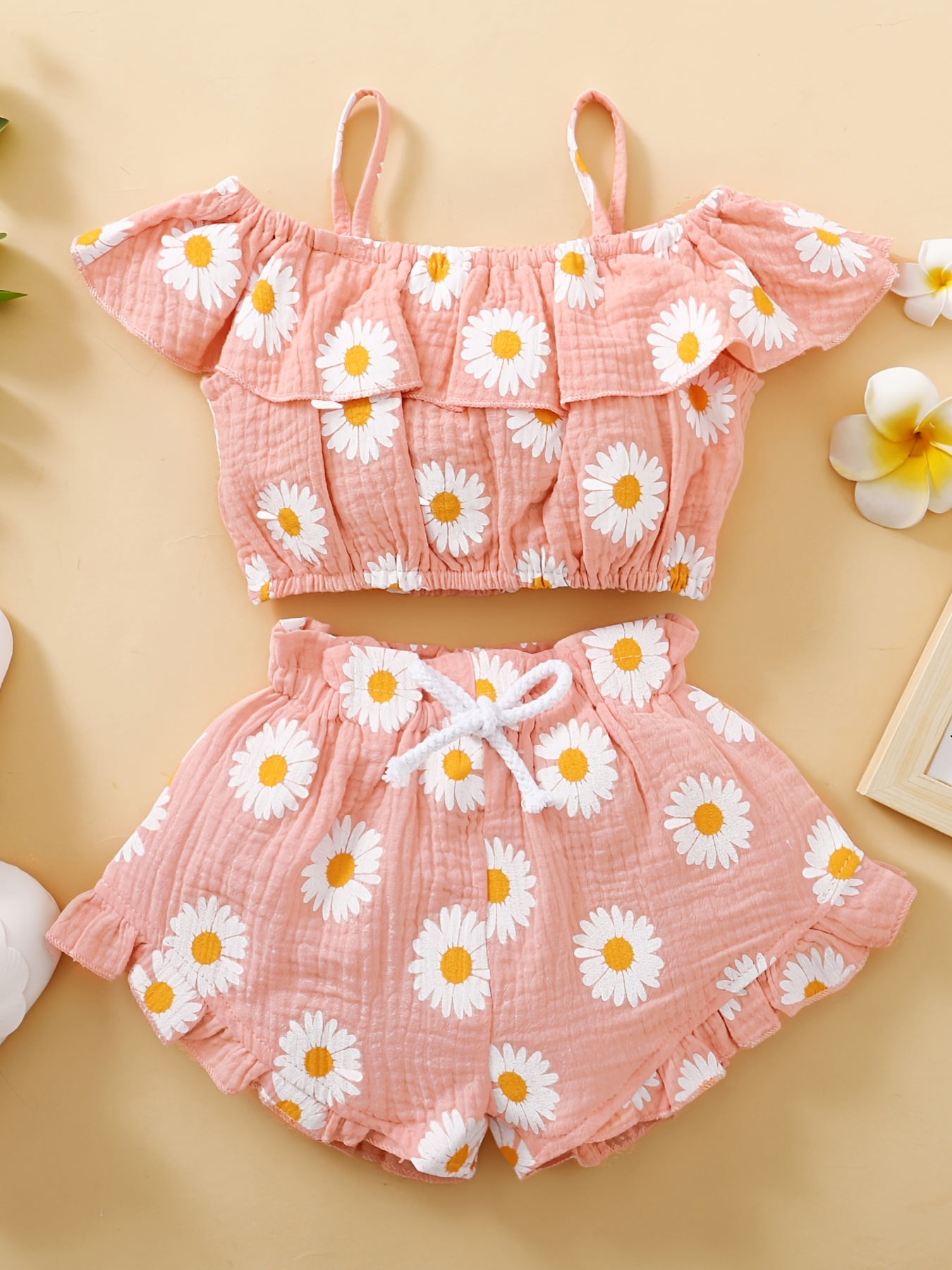 Cotton shoulder Camisole Top Girls + Matching Shorts Bottoms - Temu New ...