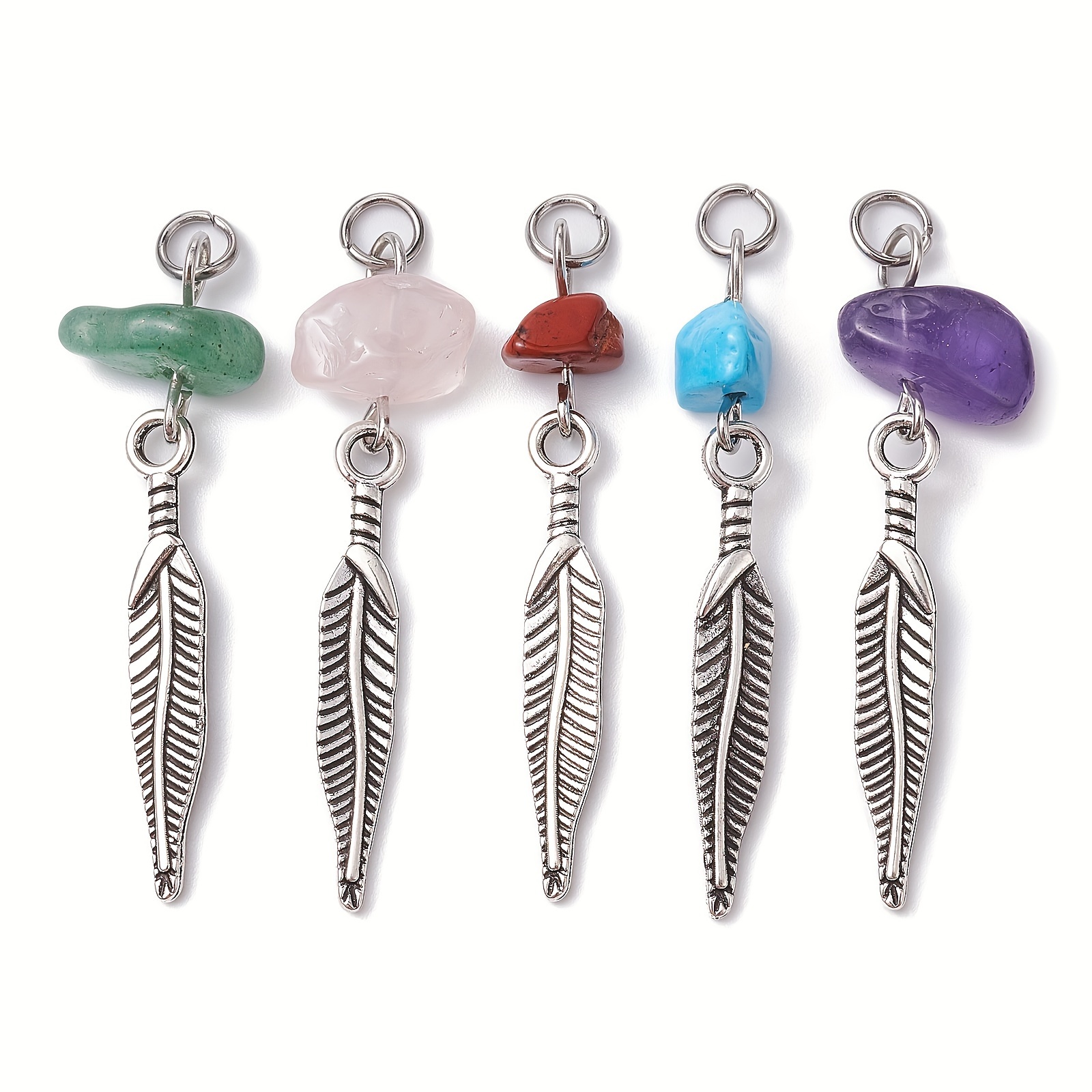 Gemstone Chip Pendants Antique Silver Plated Alloy Charms - Temu United ...