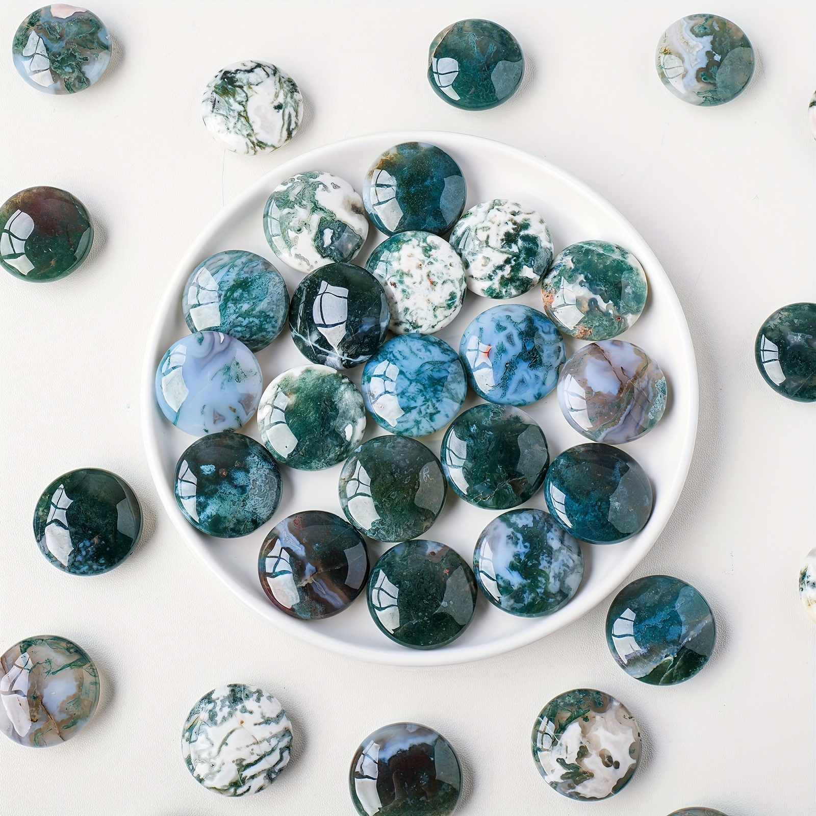 1pc Green Moss Agate Natural Gem Polished Jewelry Diy Accessory Pendant ...