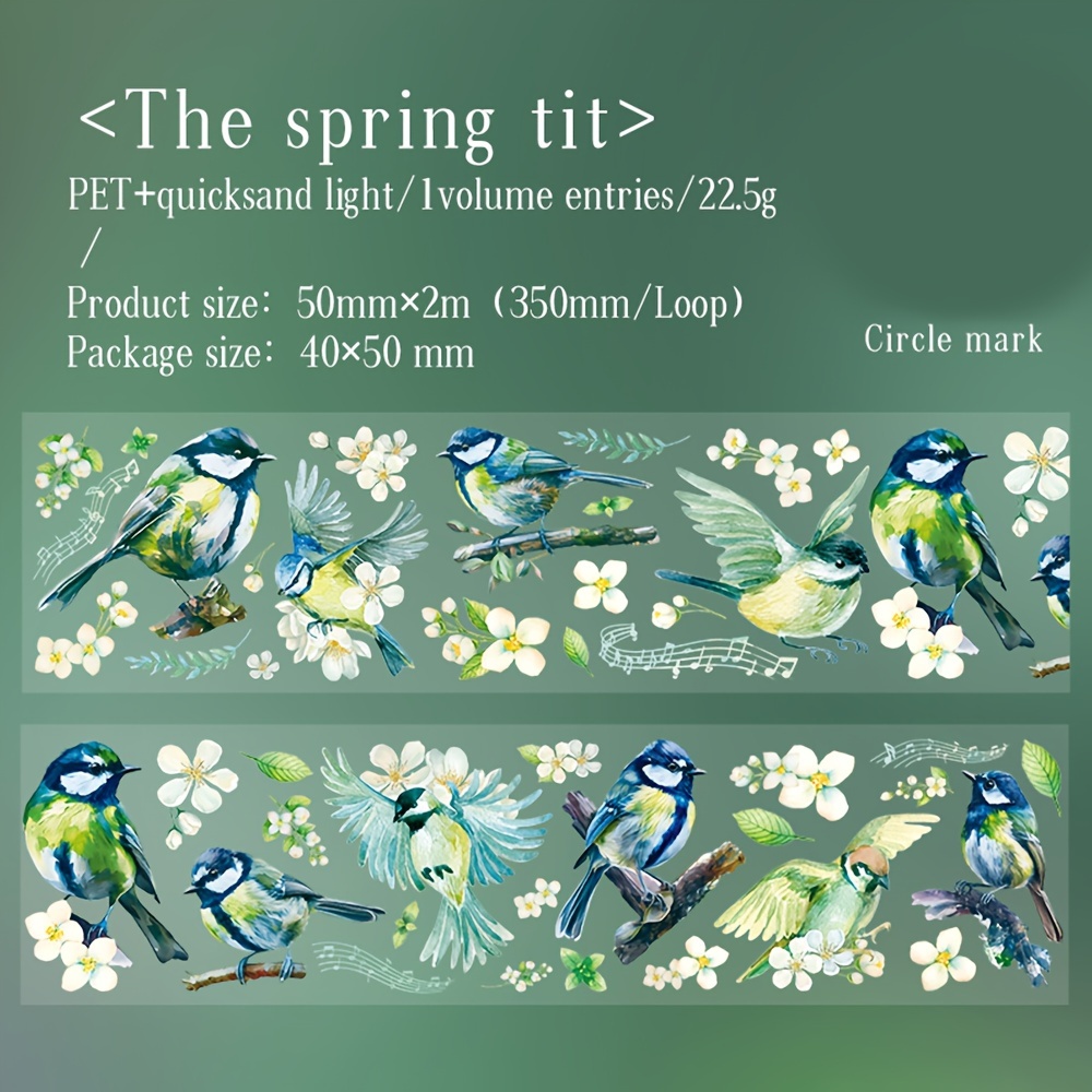 Pet Tape Wide Long Beautiful Flower Bird Plant Journal - Temu Australia