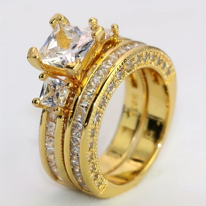 Inlaid Shiny Cubic Zirconia Couple Ring Men's Women's - Temu United Kingdom