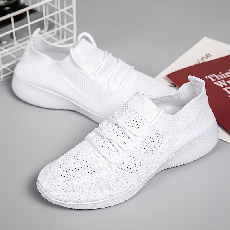 Women's Knitted Sports Shoes Breathable Lace Low Top Running - Temu ...