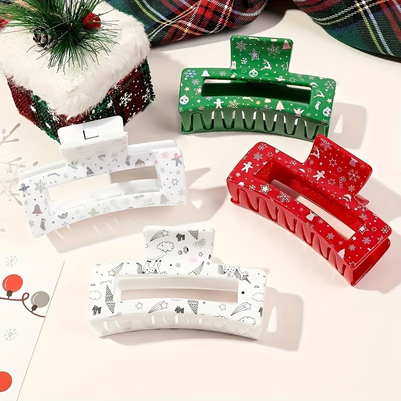 Square Christmas Hair Clips Claw Clips Girls Cute Hair - Temu Ireland