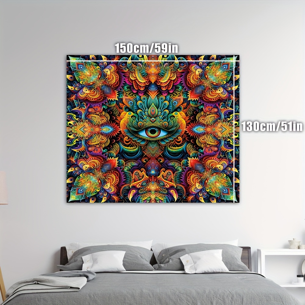 Uv Reactive Blacklight Tapestry Psychedelic Eye Design - Temu United ...