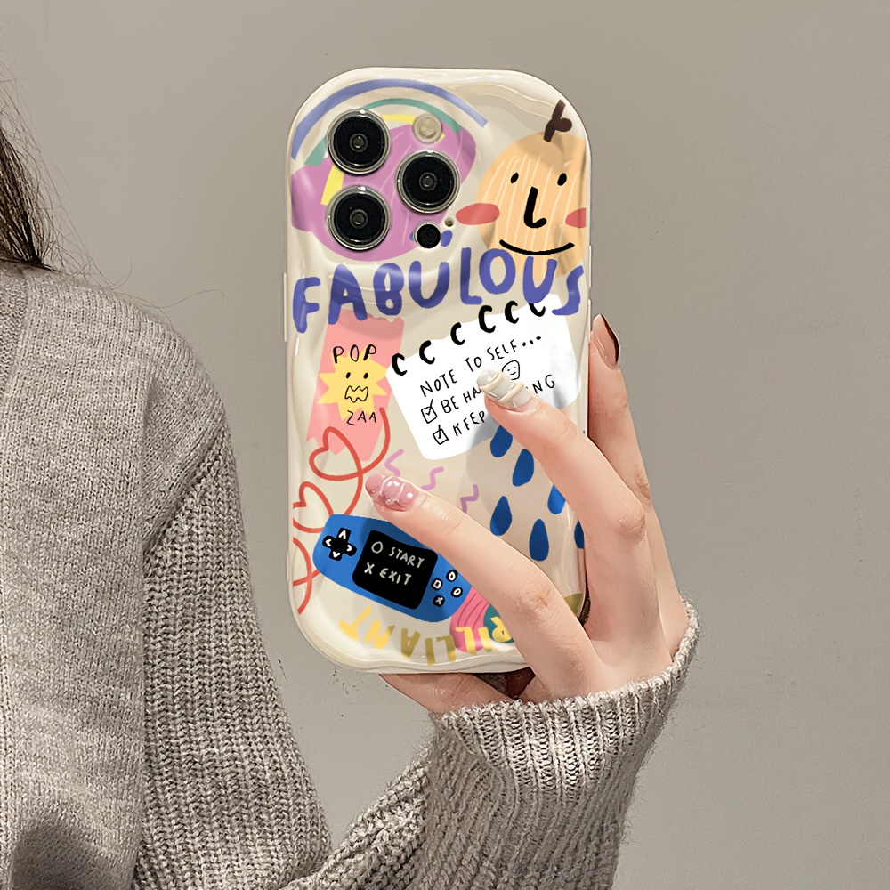 Mobile Phone Case Cartoon Printed Cream Edge Mobile Phone - Temu United ...