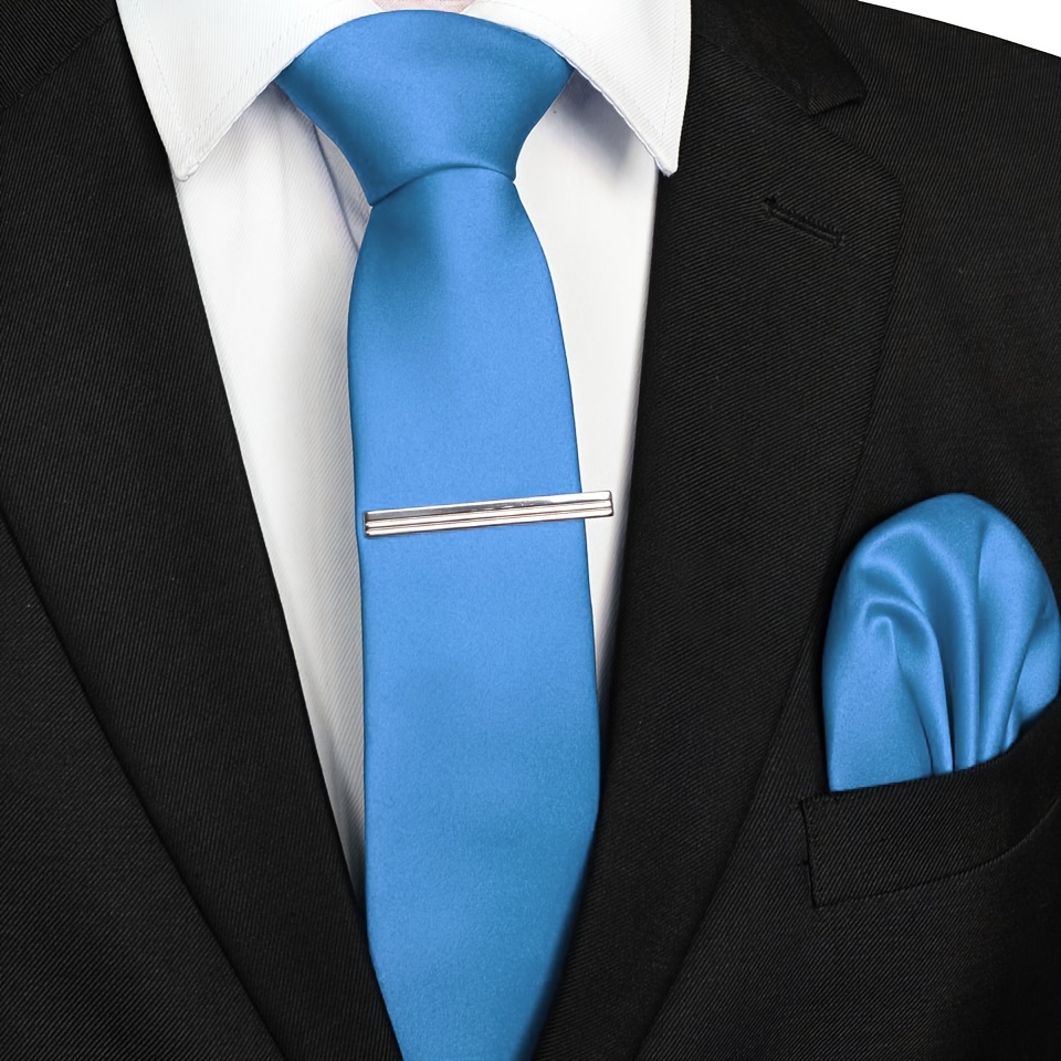 3 Pièces/ensemble Cravate Fine Pour Homme, Mouchoir De Poche Et Pince À ...