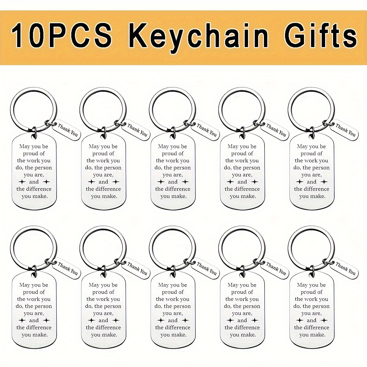 10pcs Sweet Inspirational Silvery Tag Pendant Keychain Steel Key Decors ...