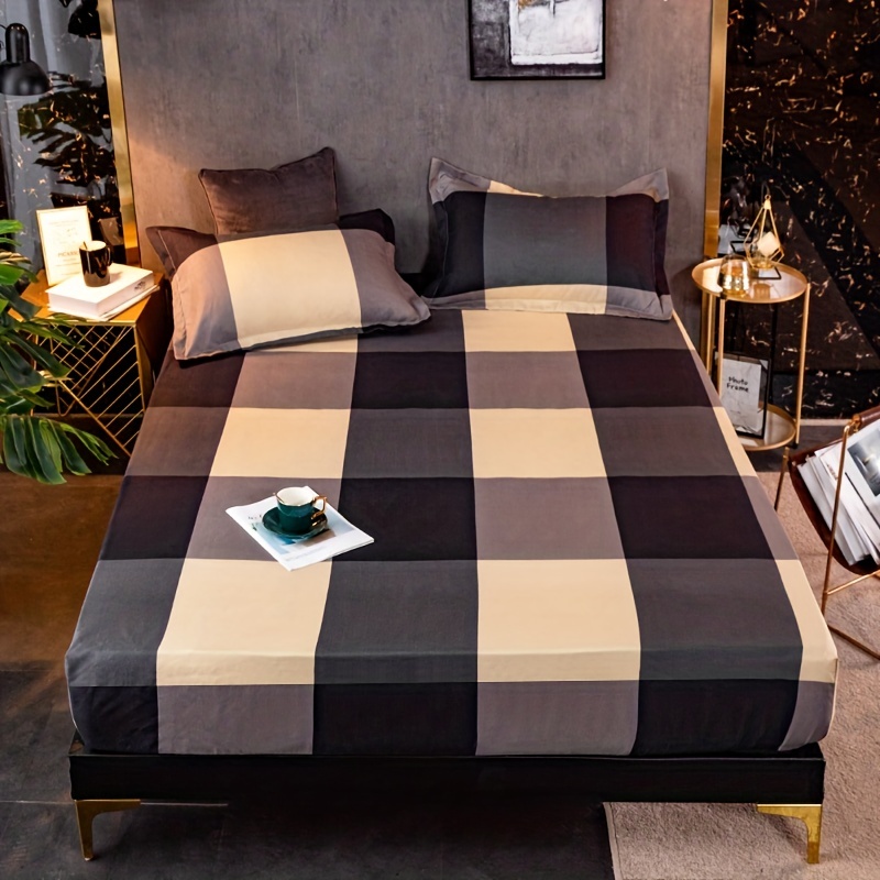 1pc Fitted Sheet Solid Color Milk Fleece Bedding Sheet For Bedroom
