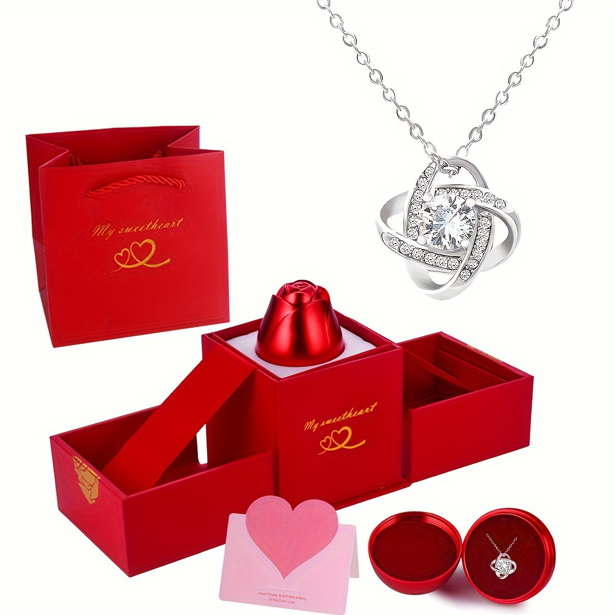 Four Leaf Clover Pendant Necklace Gift Box Valentine's Day - Temu ...