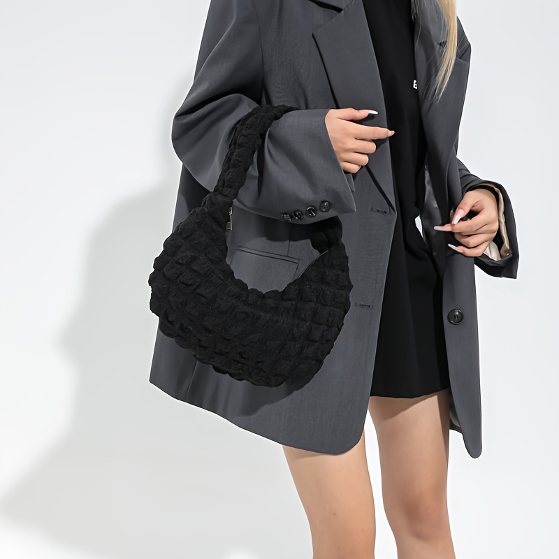 Niche Minimalist Baguette Bag Ruched Design Zipper Underarm - Temu ...