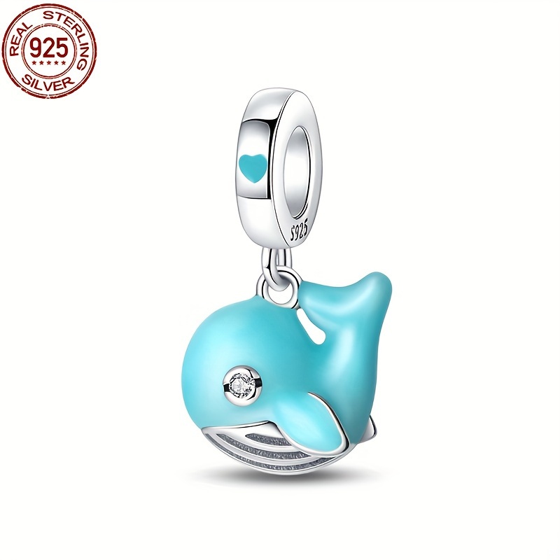 925 Sterling Silver Blue Dolphin Charm Pendant Suitable - Temu United ...
