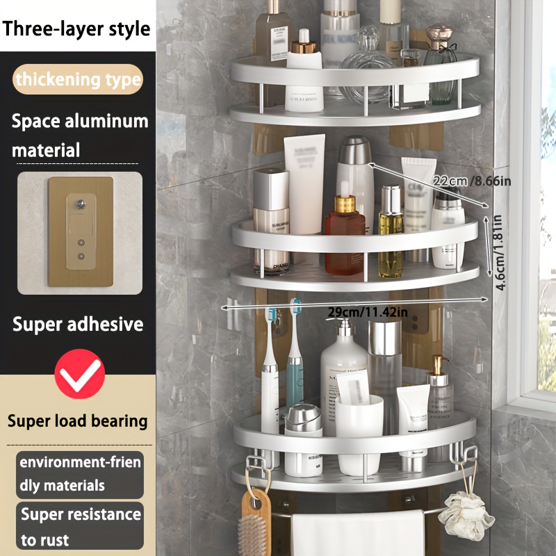 1pc Aluminum Material Shower Caddy Bathroom Wall Mounted - Temu Australia