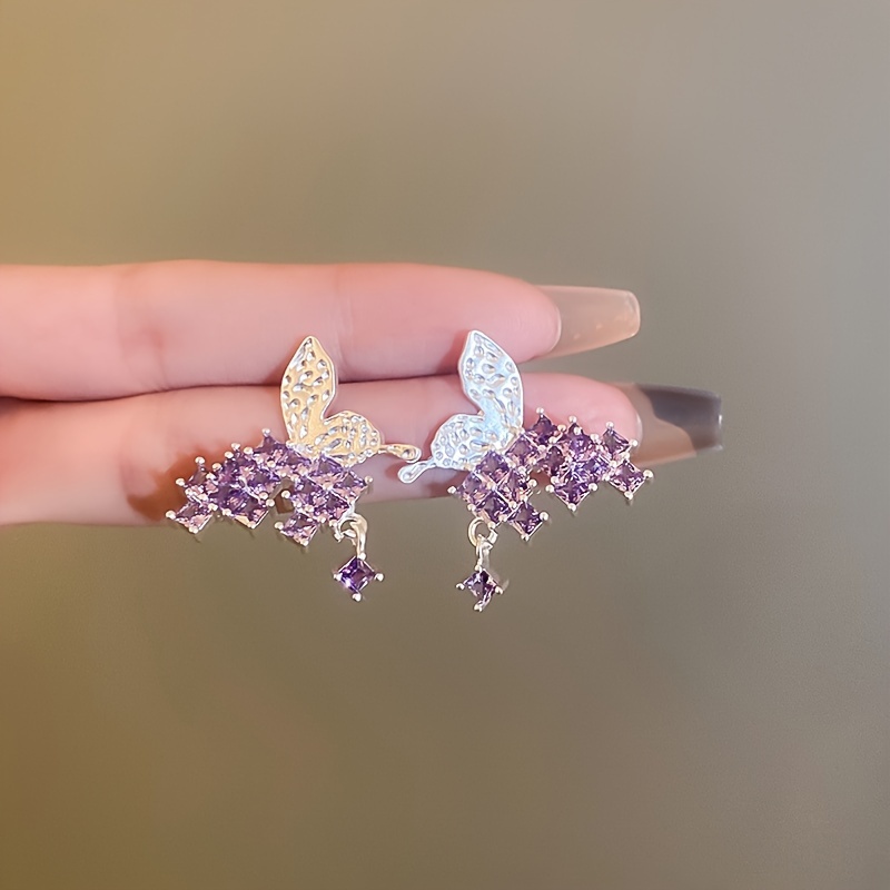 Creative Colorful Butterfly Design Stud Earrings Copper - Temu United Kingdom