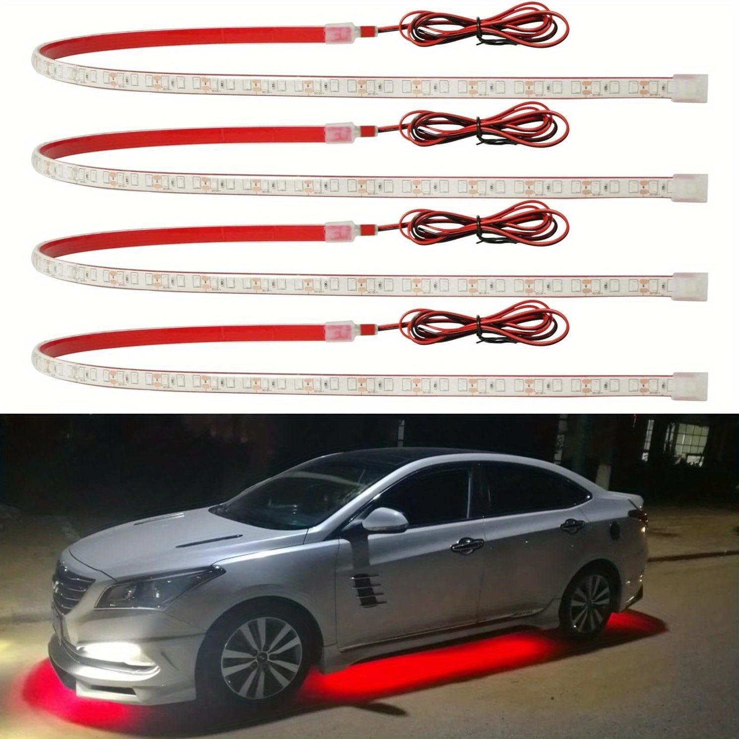 4pcs Car Led Strip Lights Cuttable Underwater Led Lighting For Boat ...