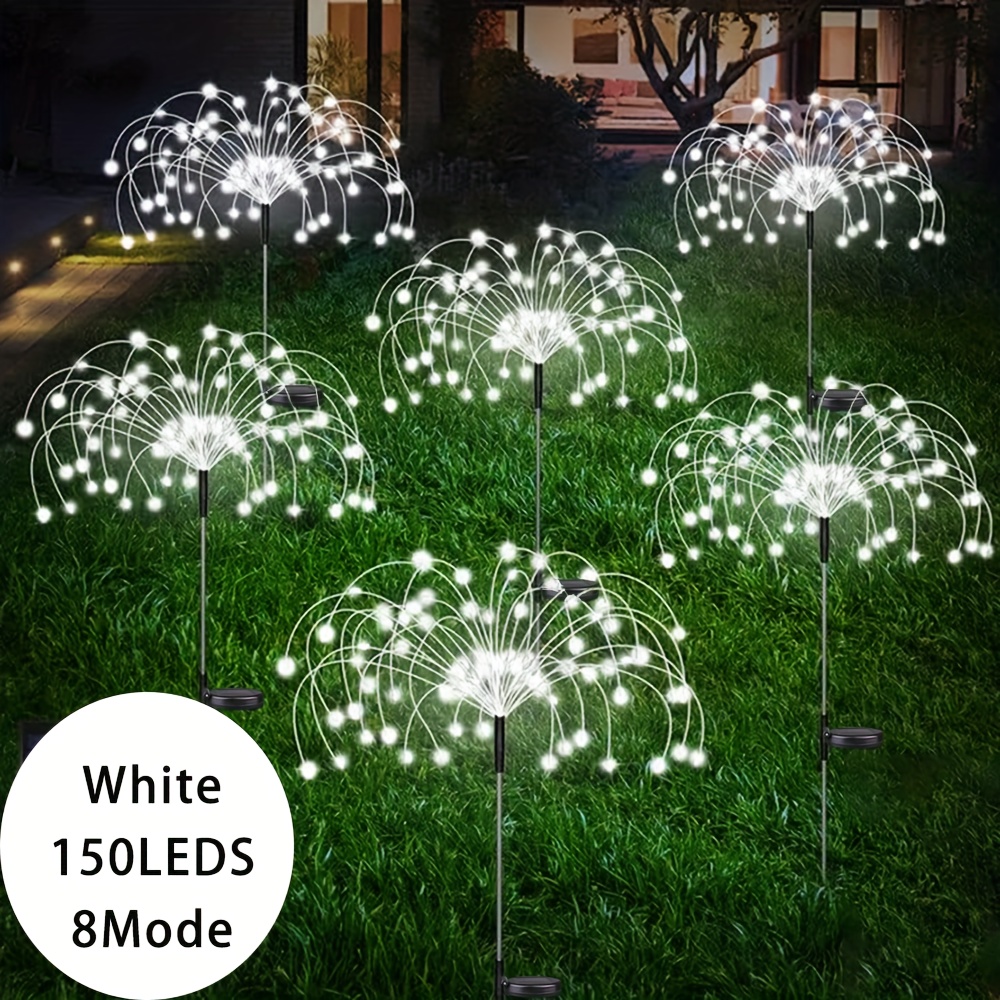 8 Modes Waterproof Solar Powered Led Fireworks Lights Garden - Temu ...