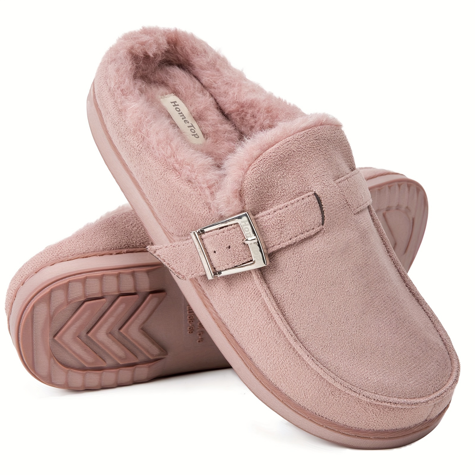 Solid Color Fluffy Home Warm Slippers Slip Soft Sole Flat - Temu Australia