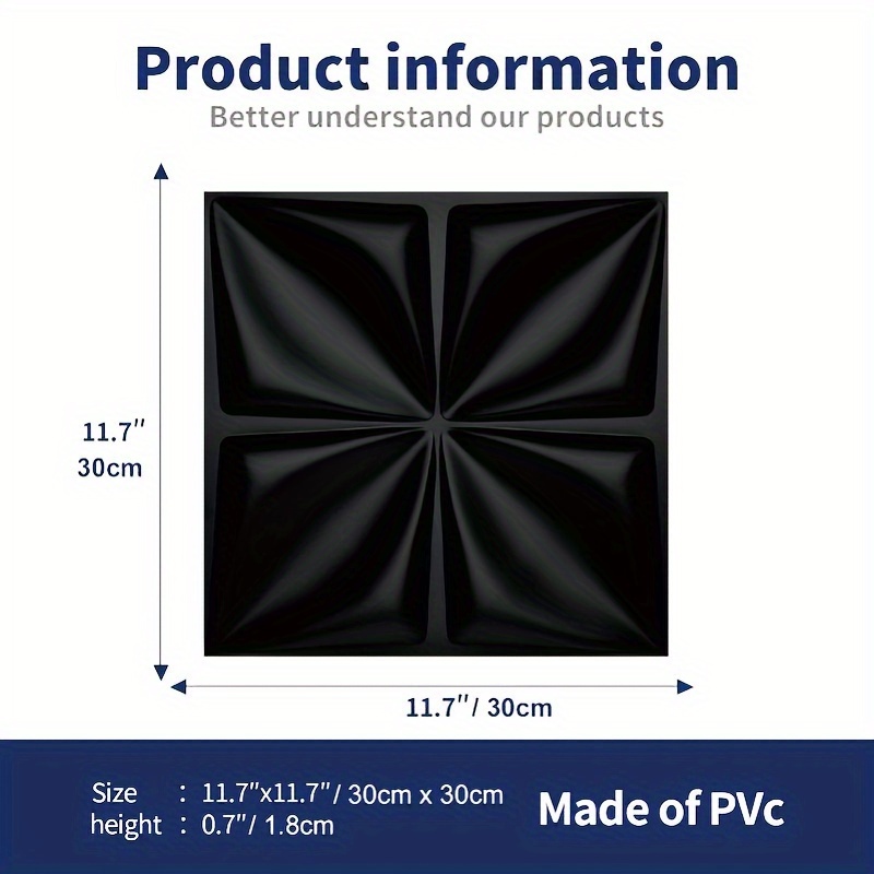 3d Pvc Matte Black Wall Panels Waterproof Moisture proof Pvc - Temu ...