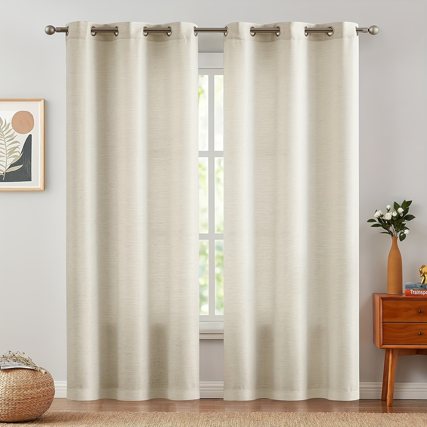 2pcs Solid Color Grommet Top Curtains Living Room Office - Temu Canada