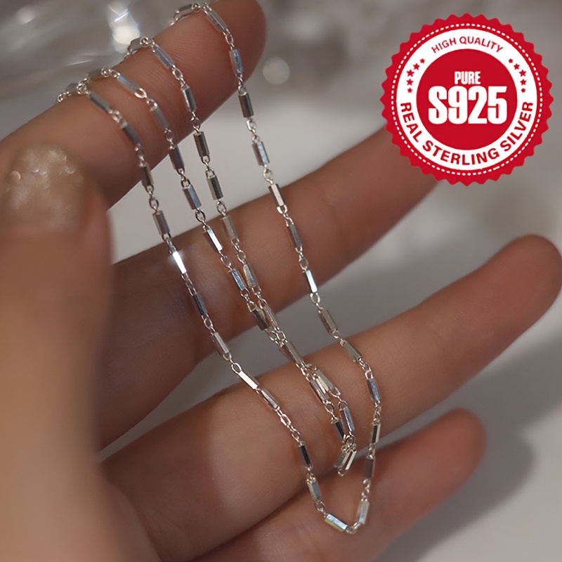 925 Sterling Silver Sparkle Gypsophila Square Necklace - Temu Netherlands