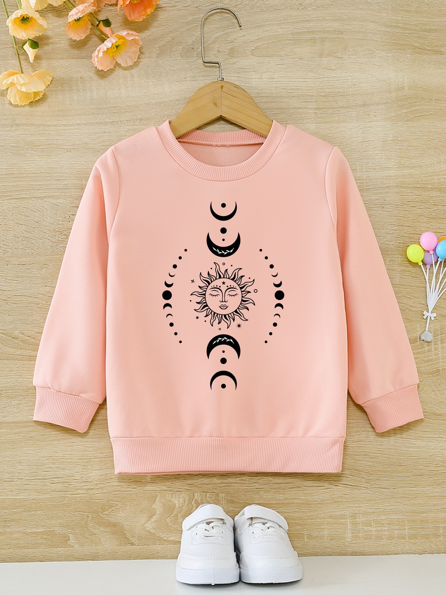 Kreativ måneformørkelse grafisk tryk pige trøje sweatshirt - Temu Denmark